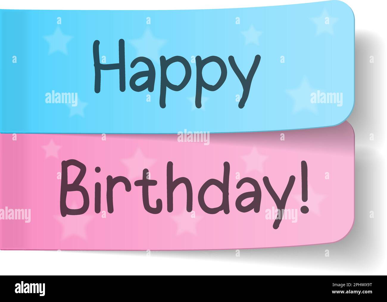 Happy birthday congratulation on two sticky papers, vector eps10 ...