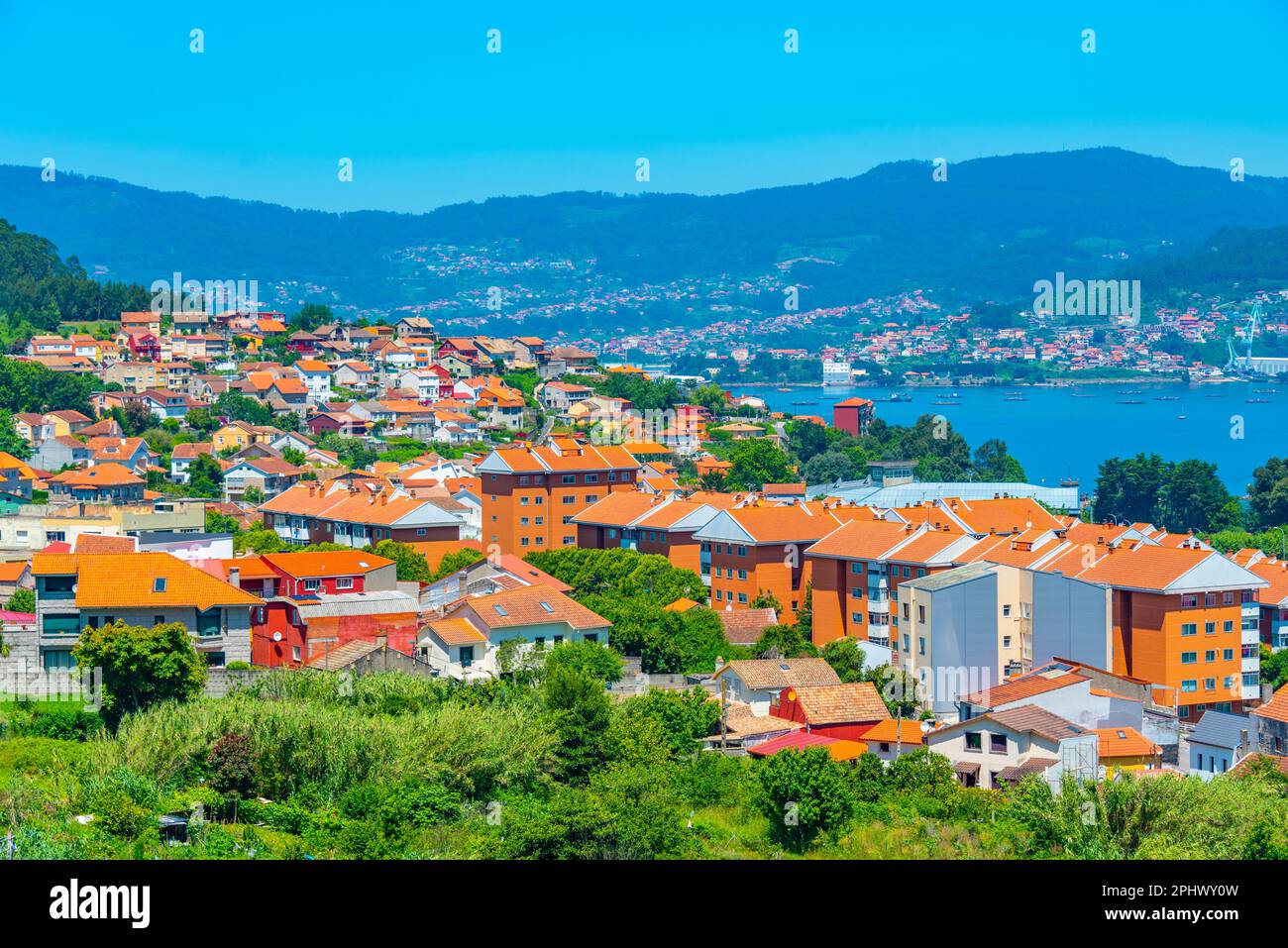 Aerial view of Spanish town Vigo Stock Photo - Alamy