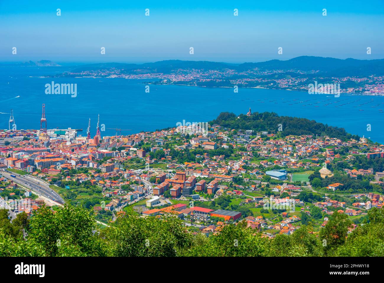 Aerial view of Spanish town Vigo Stock Photo - Alamy