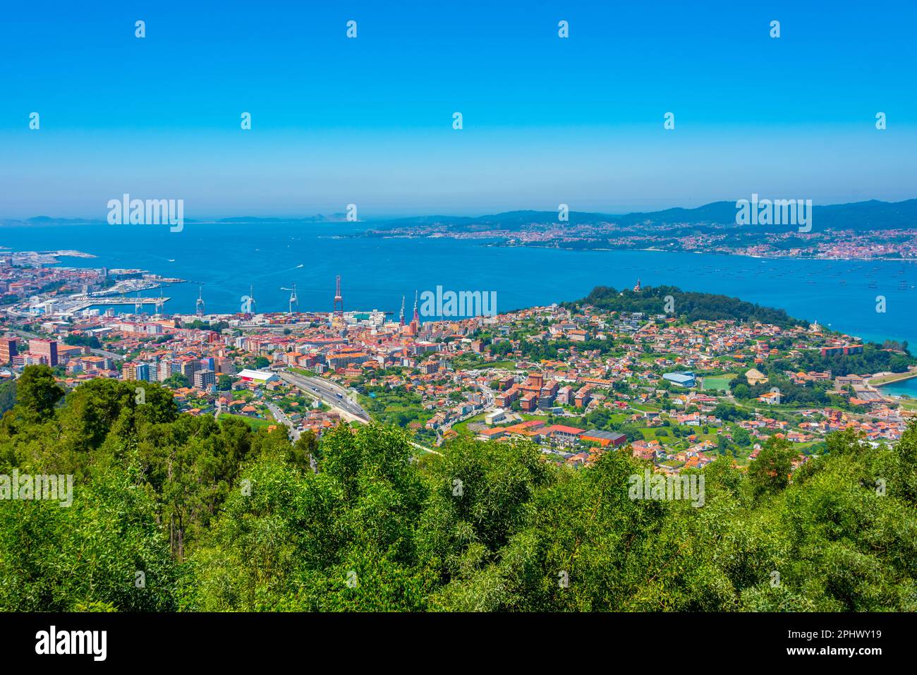 Aerial view of Spanish town Vigo Stock Photo - Alamy
