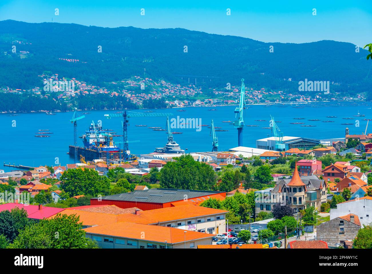 Aerial view of Spanish town Vigo Stock Photo - Alamy