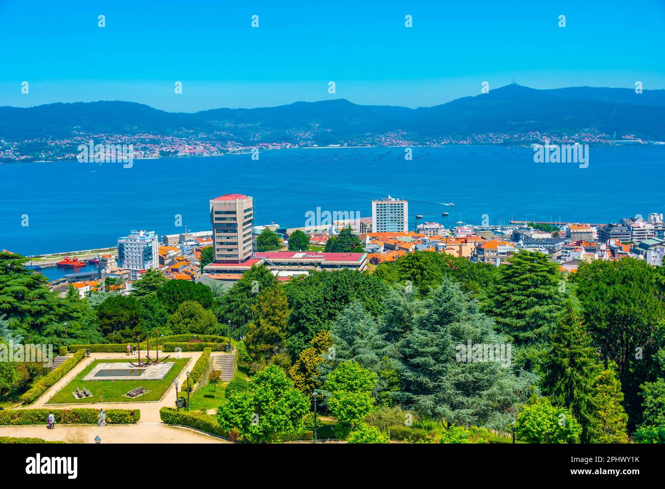 Aerial view of Spanish town Vigo Stock Photo - Alamy