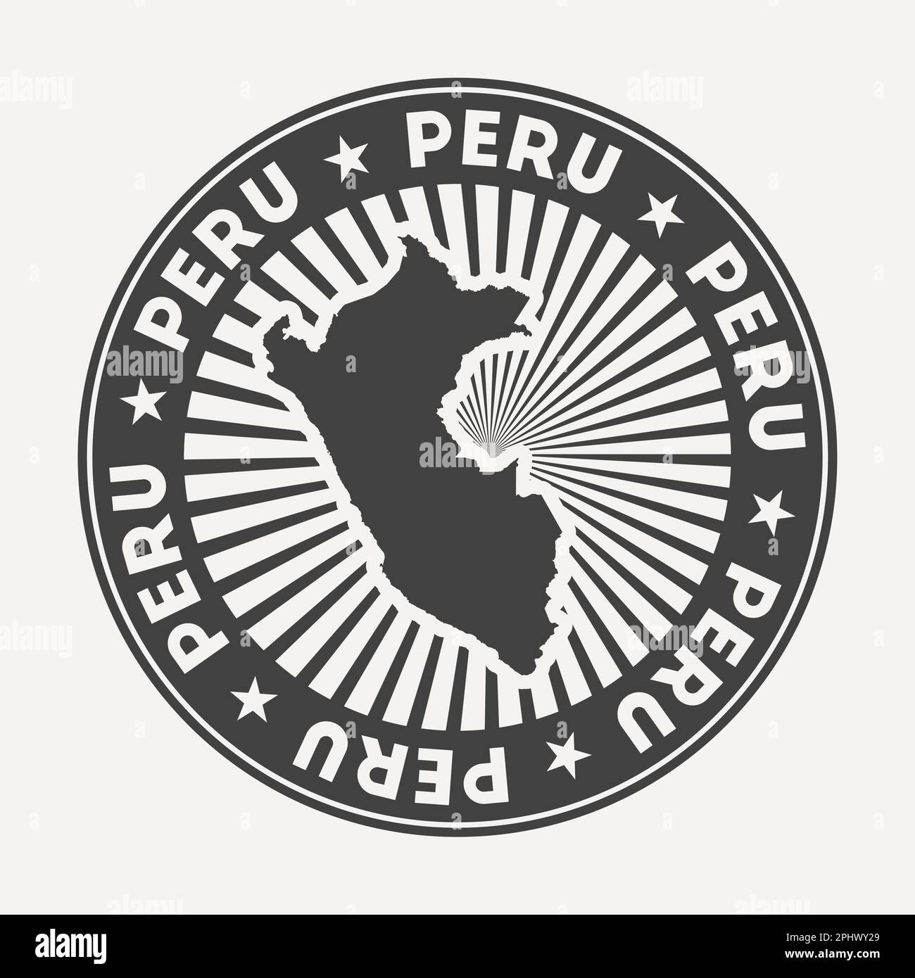 Peru round logo. Vintage travel badge with the circular name and map of ...
