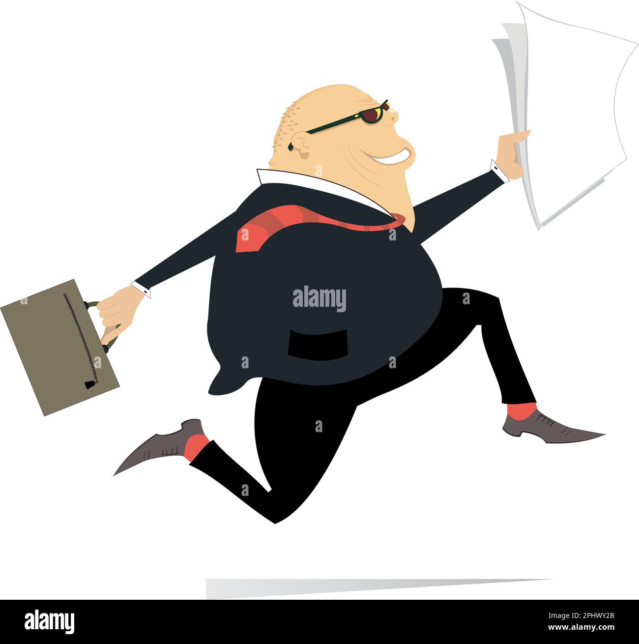 Cartoon running businessman. Running young businessman man with bag and ...