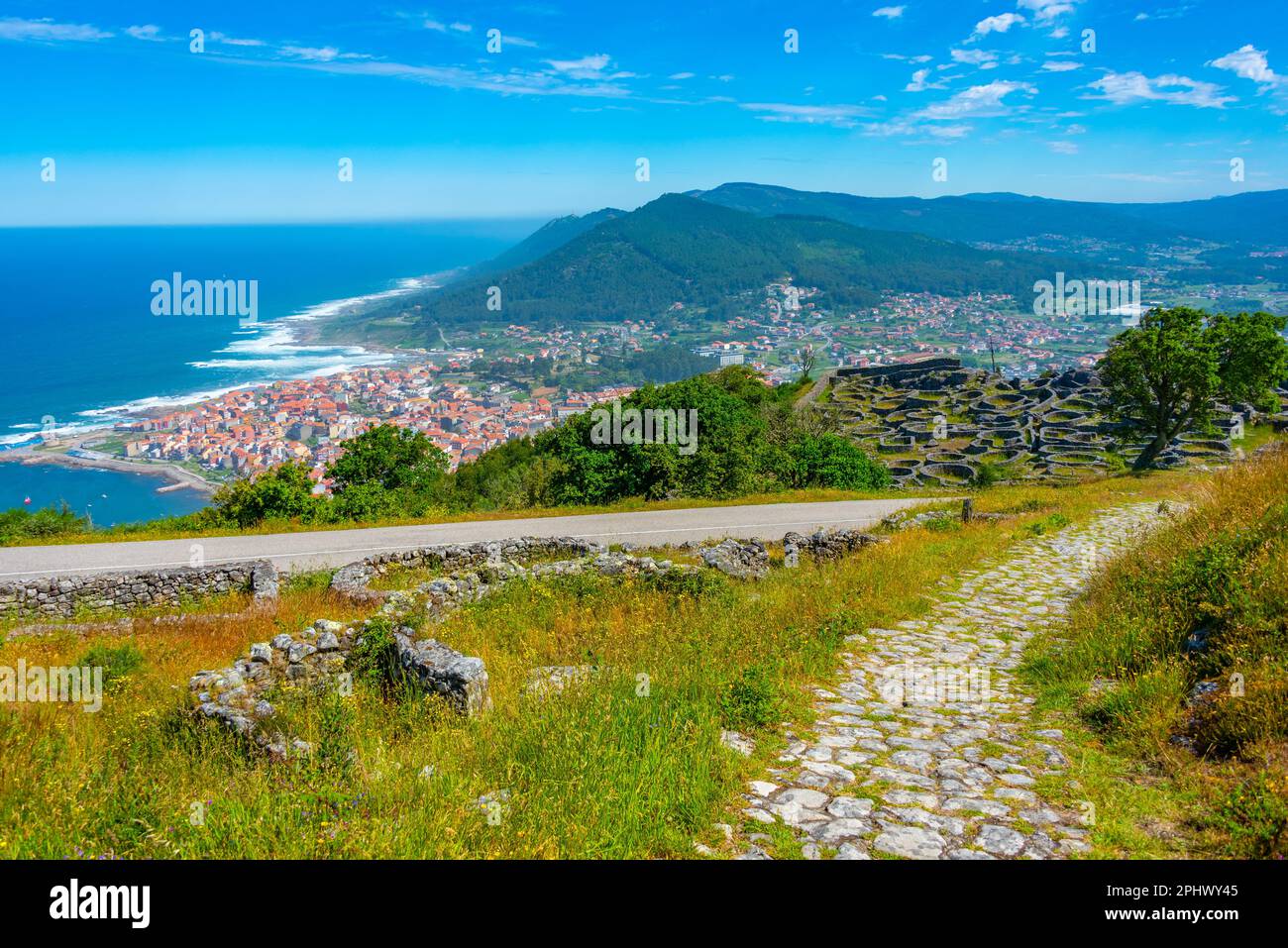 Aerial view of Spanish town A Guarda Stock Photo - Alamy