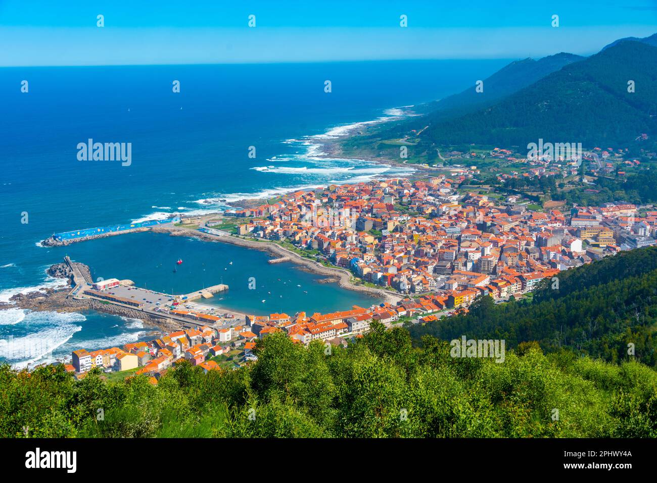 Aerial view of Spanish town A Guarda Stock Photo - Alamy