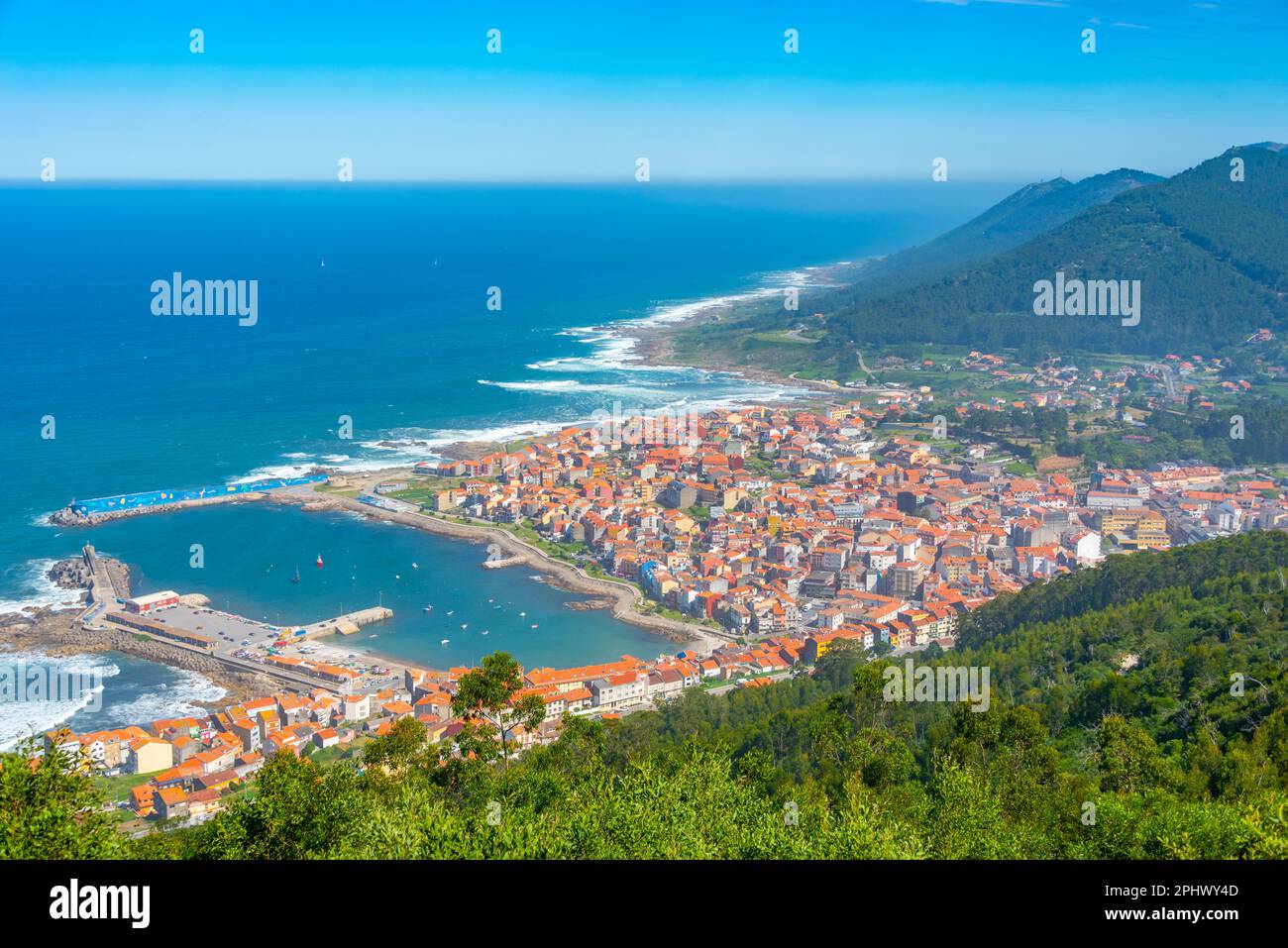 Aerial view of Spanish town A Guarda Stock Photo - Alamy