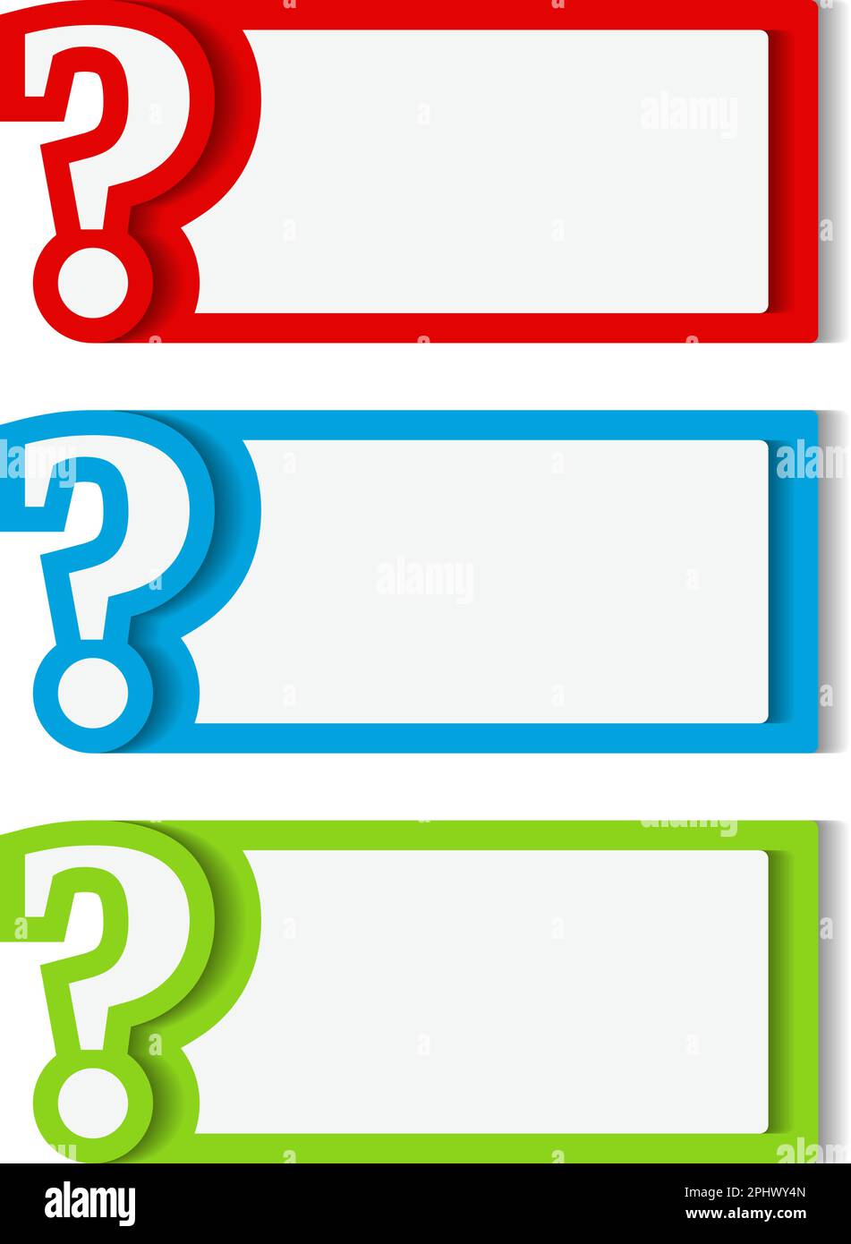 Red, blue and green banners with question mark, vector eps10 ...