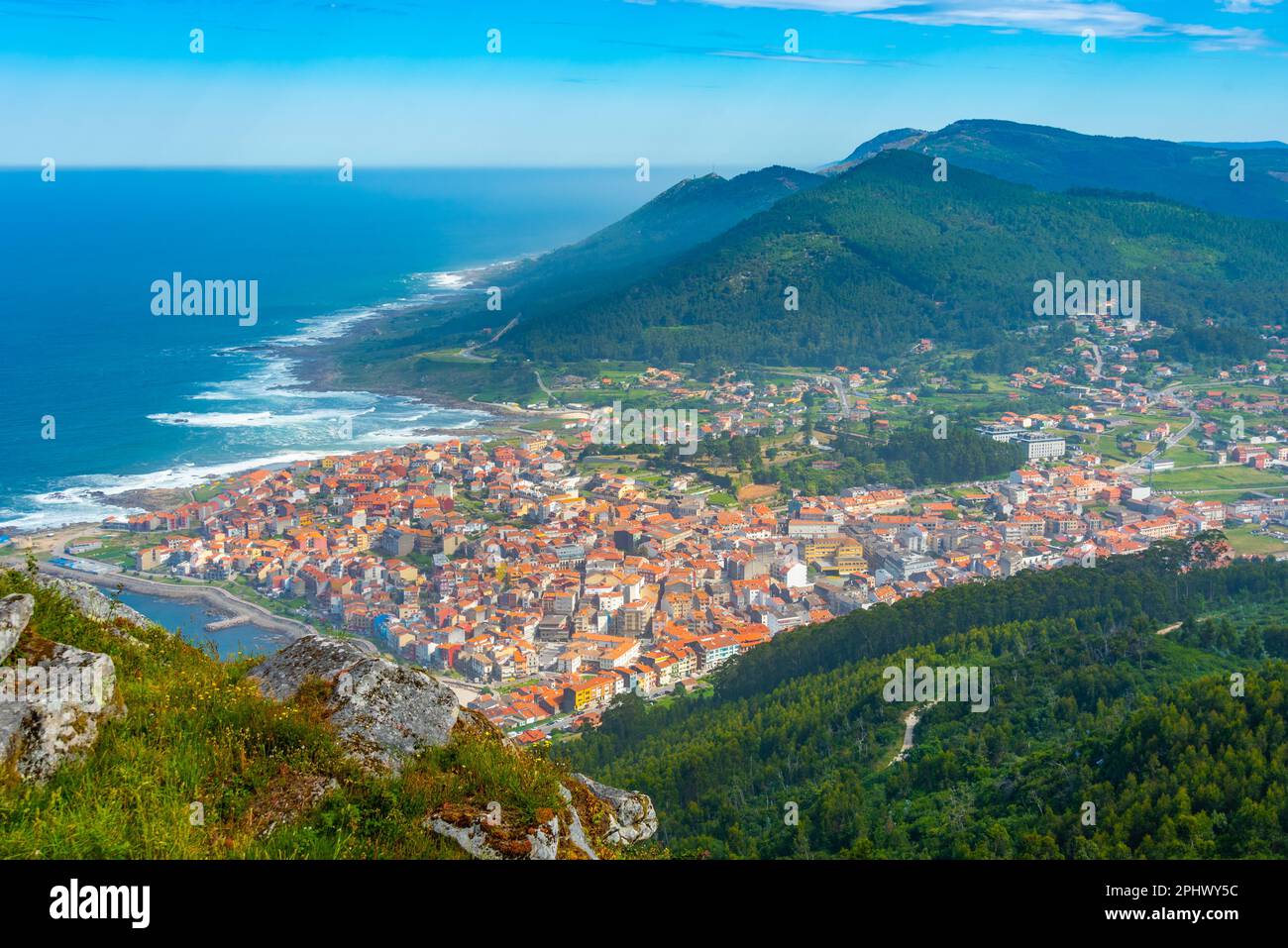 Aerial view of Spanish town A Guarda Stock Photo - Alamy