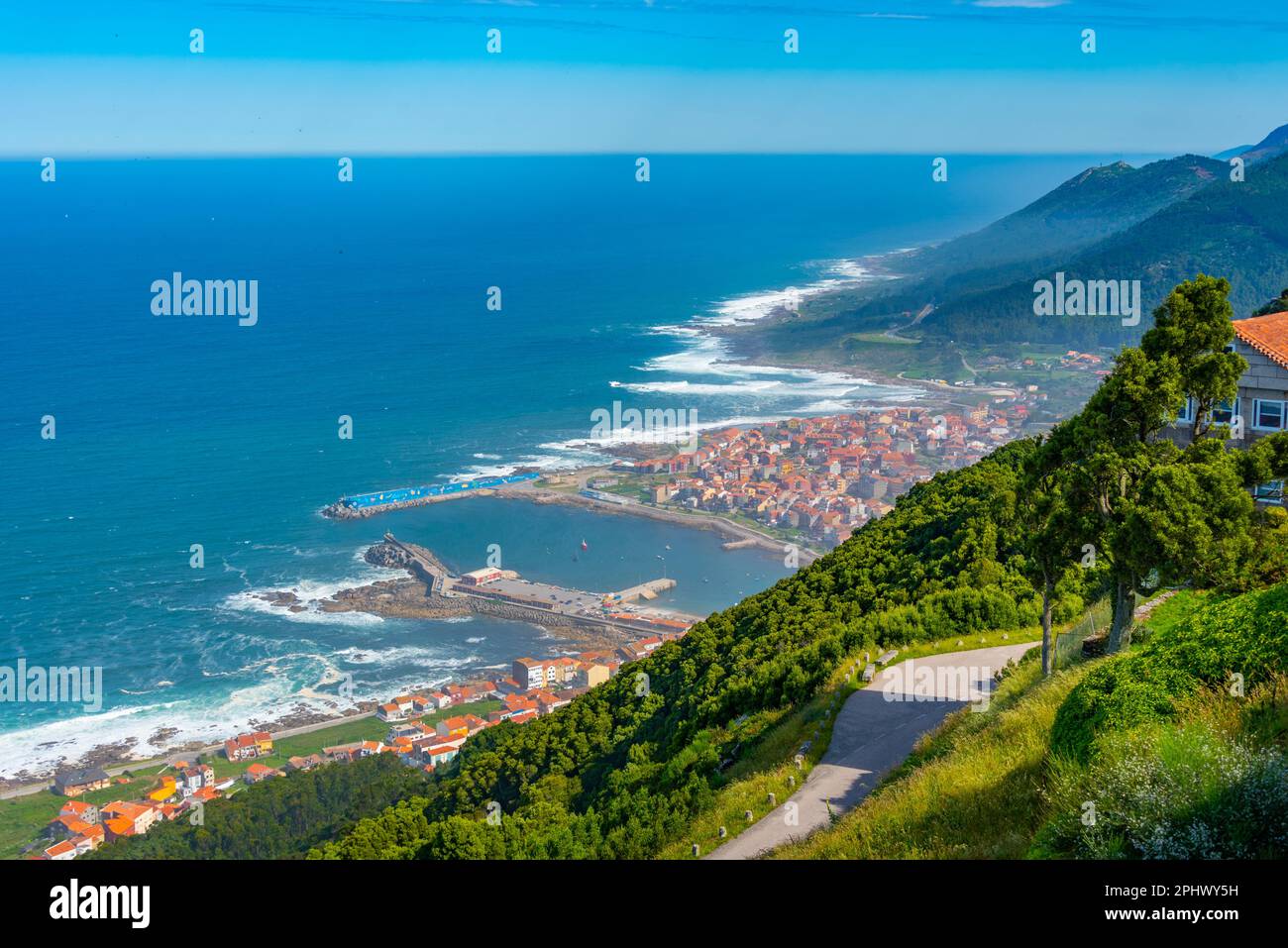 Aerial view of Spanish town A Guarda Stock Photo - Alamy