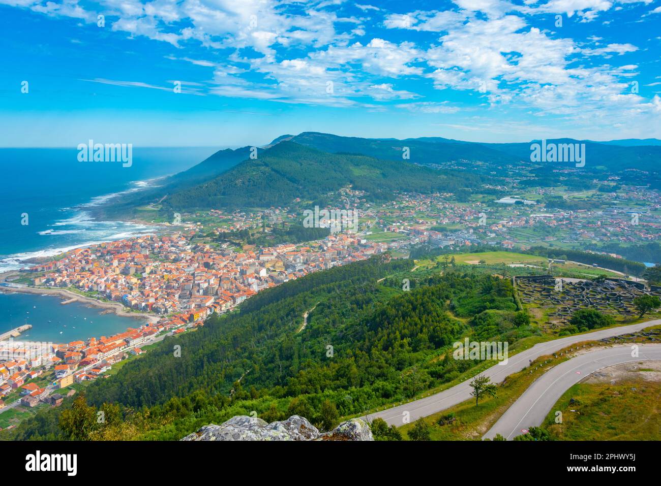 Aerial view of Spanish town A Guarda Stock Photo - Alamy