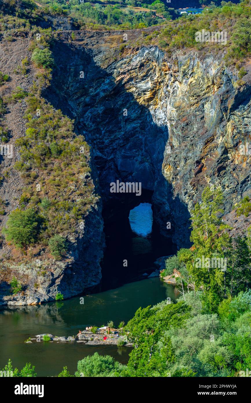 Panorama of river Sil with Montefurado tunnel, Spain Stock Photo - Alamy