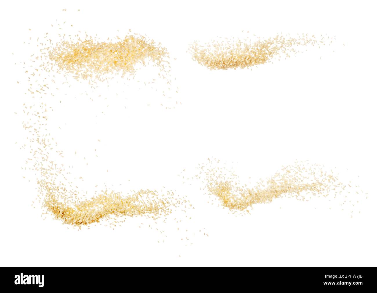 White Sesame seeds flying explosion, White grain wave floating ...