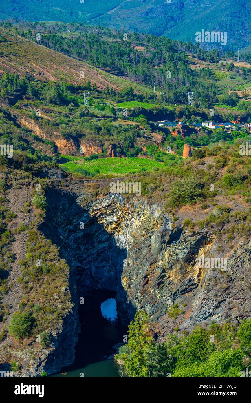 Panorama of river Sil with Montefurado tunnel, Spain Stock Photo - Alamy