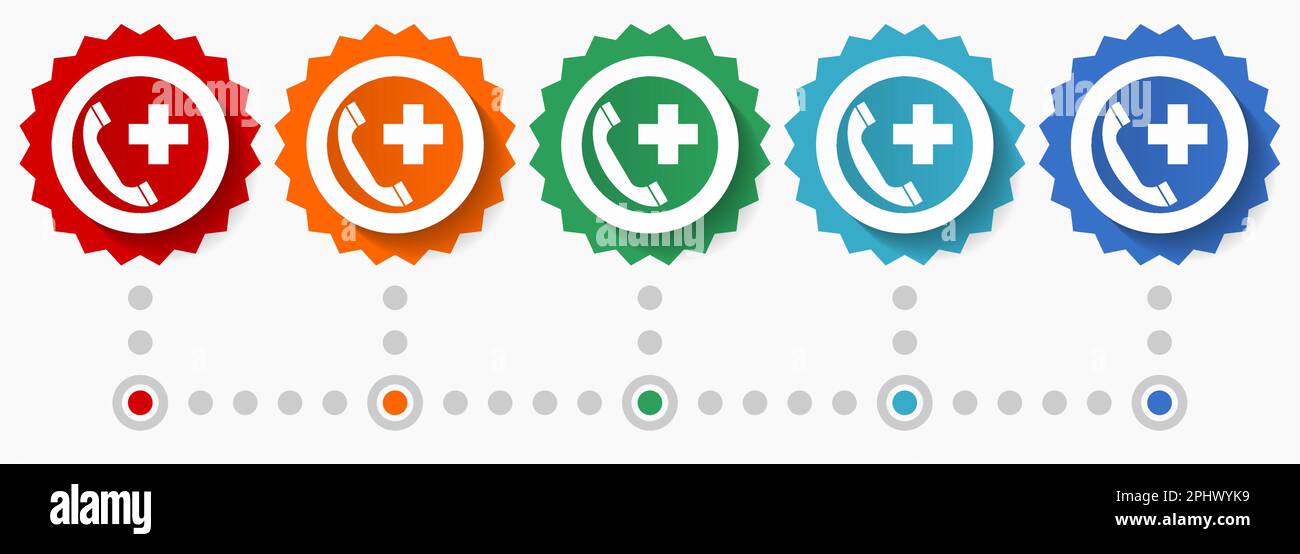 Emergency call vector icon set, colorful infographic template, set of ...