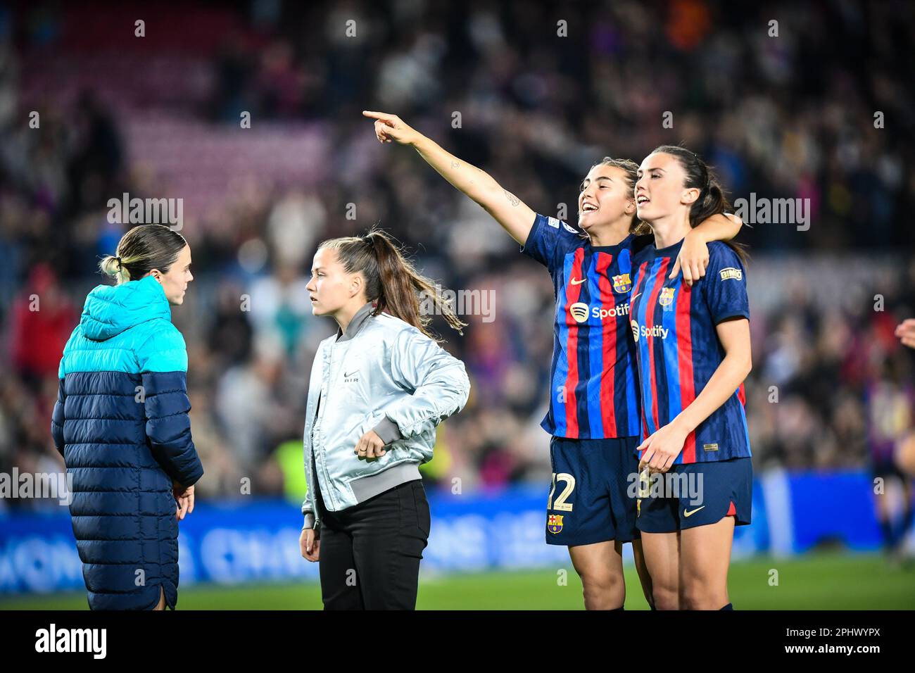 Barcelona, Italy. 29th Mar, 2023. Patri Guijarro (FC Barcelona Fem) and ...