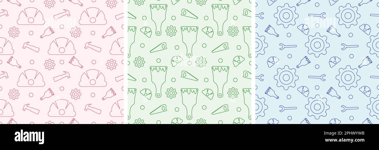 Set of Happy Labor Day Seamless Pattern Design Illustration with ...