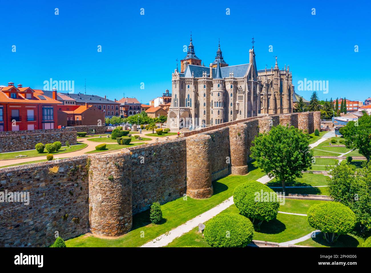 Aerial view of landmarks at Astorga, Spain Stock Photo - Alamy