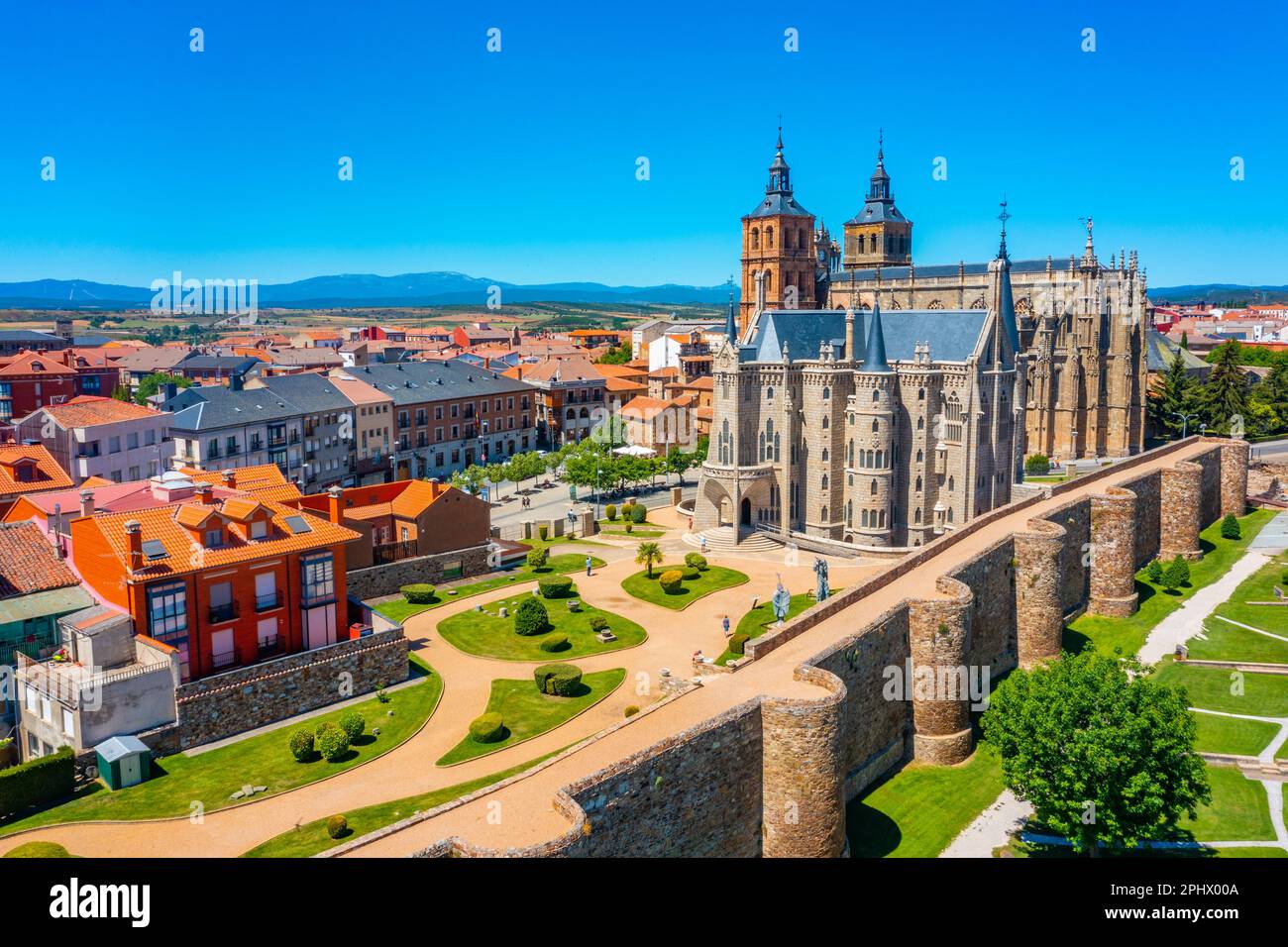 Aerial view of landmarks at Astorga, Spain Stock Photo - Alamy