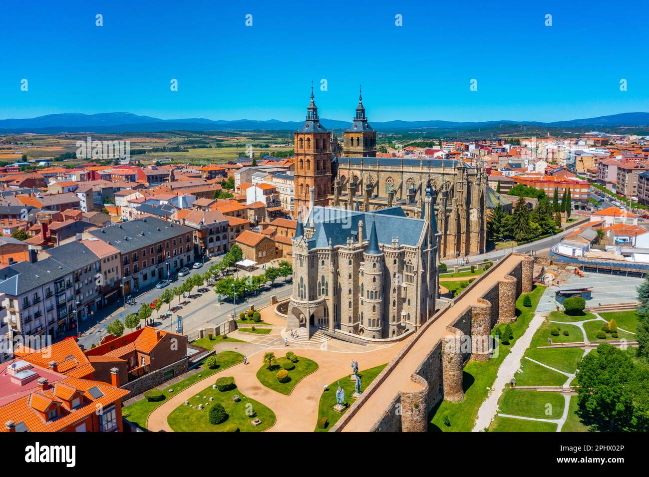 Aerial view of landmarks at Astorga, Spain Stock Photo - Alamy