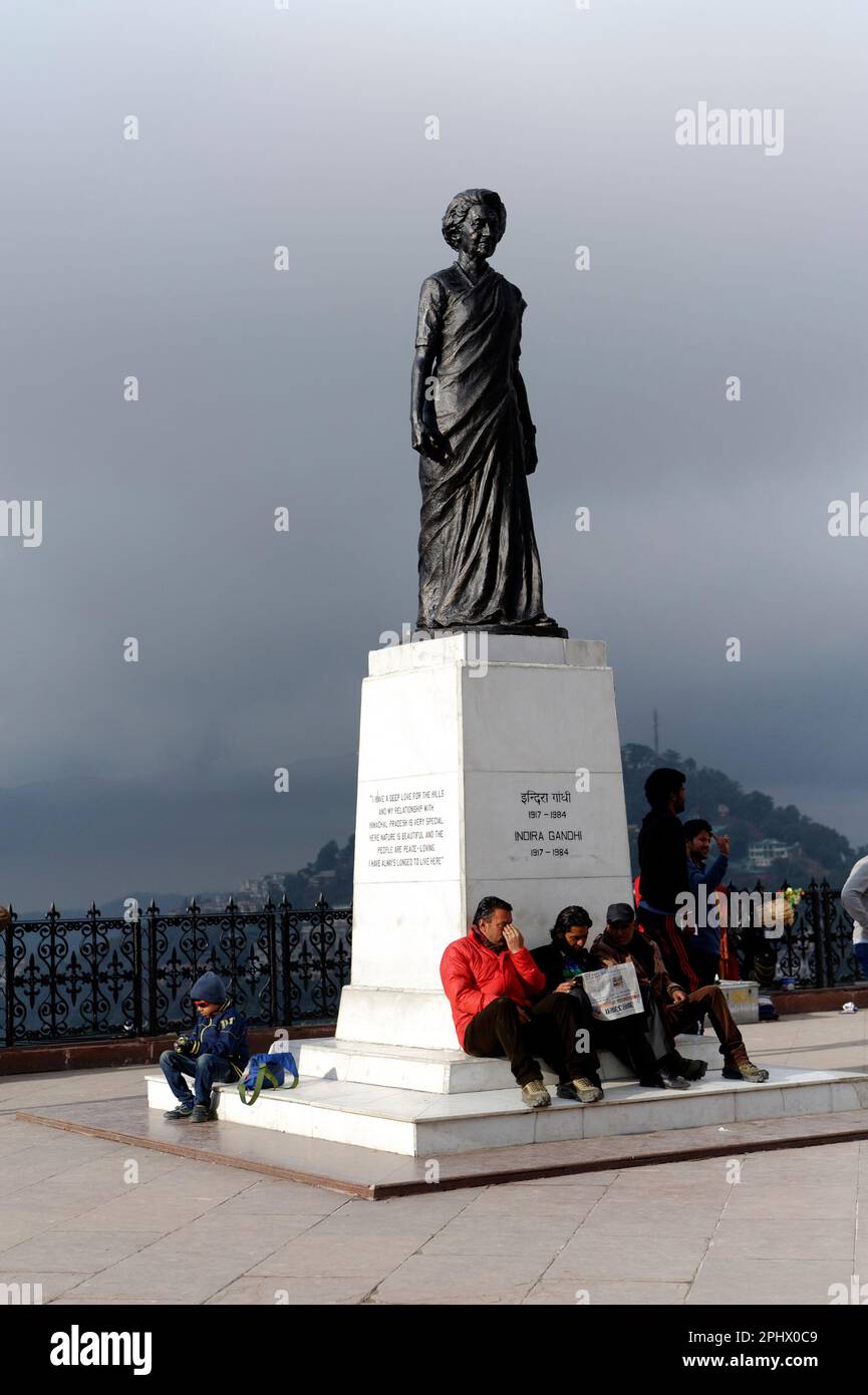Statue of Indira Gandhi on Mall Road at Shimla state Himachal Pradesh ...