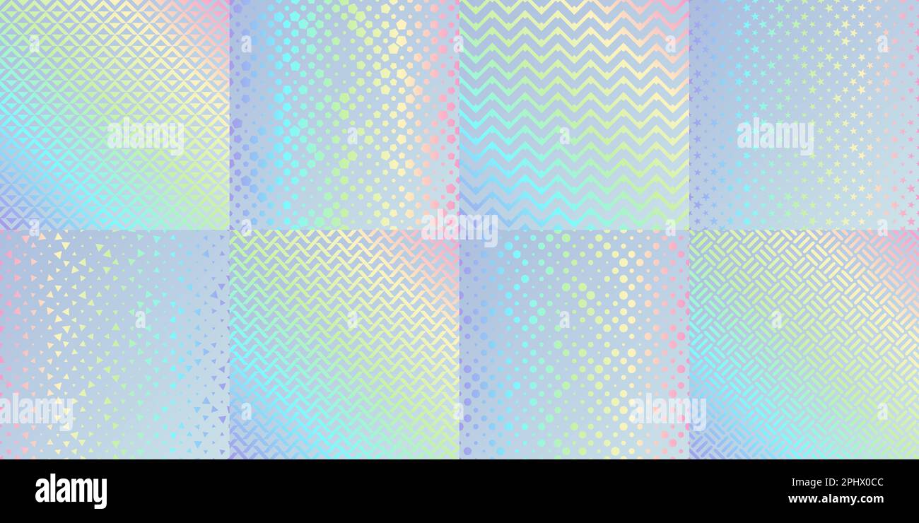 Hologram texture patterns, glitter foil with rainbow gradient, vector ...