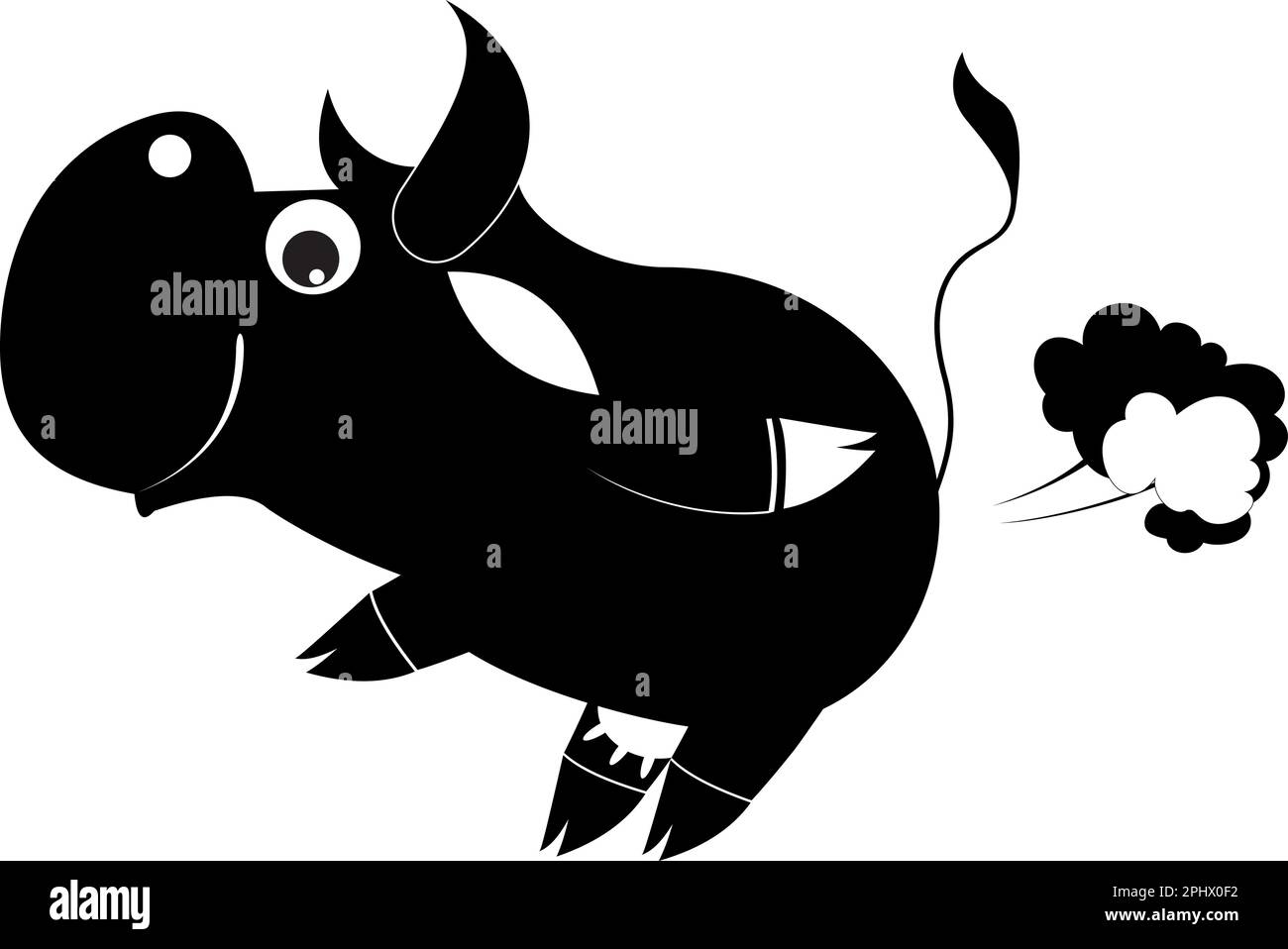 Cartoon cow breaking wind. Natural gas. Smiling cow s breaking wind ...