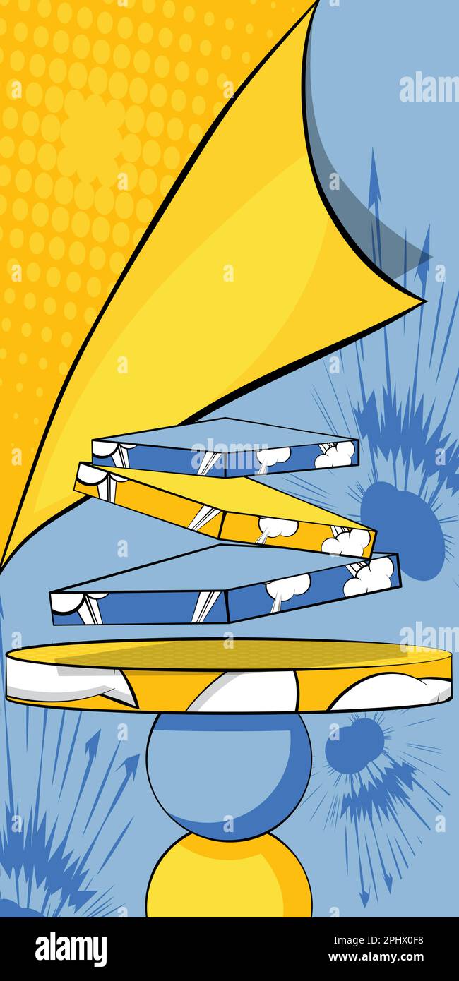 Comic book yellow and blue product podium banner. Pop Art Stage for ...