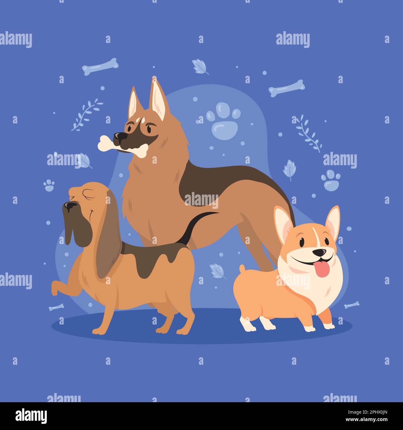 thee dogs mascots standing characters Stock Vector Image & Art - Alamy