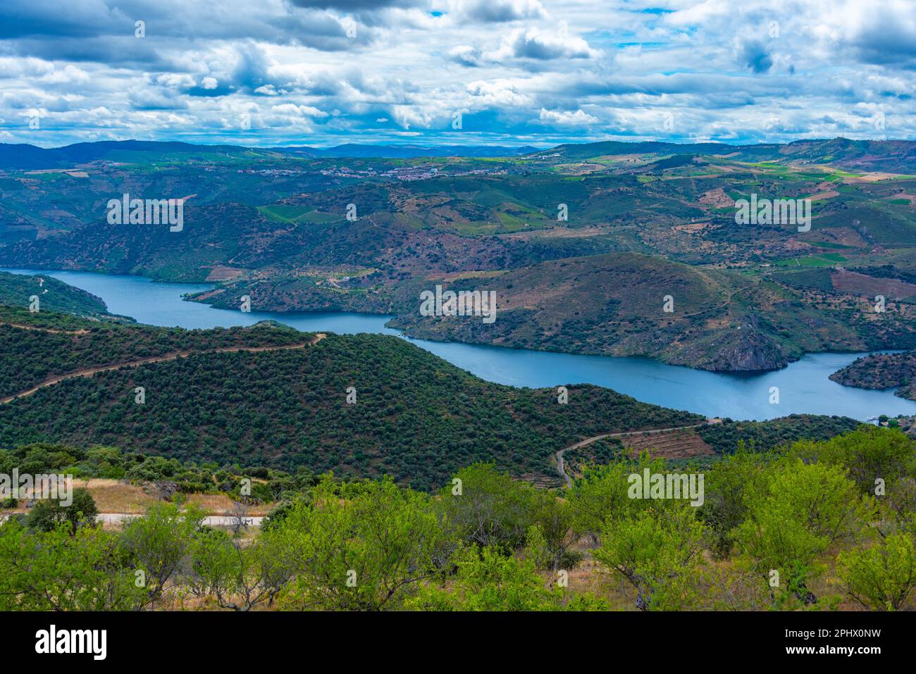 Panorama view of river Douro from Vilvestre village in Spain Stock ...
