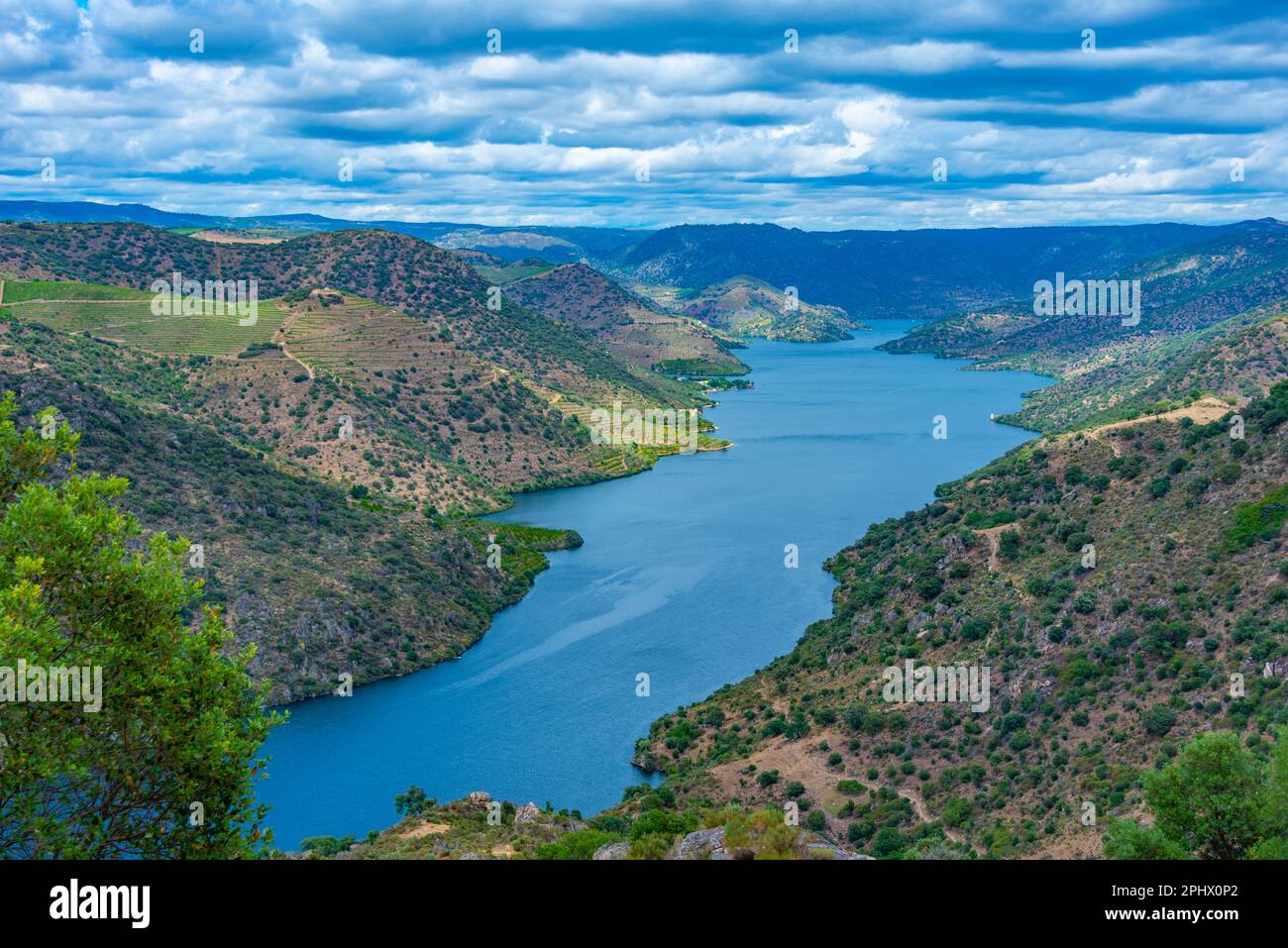 Panorama view of river Douro from Picon del Moro viewpoint in Spain ...