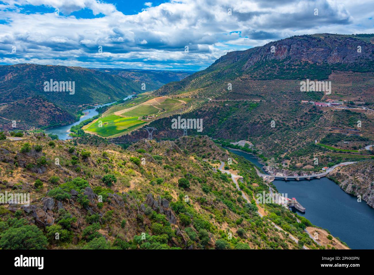 Panorama view of river Douro from Picon del Moro viewpoint in Spain ...
