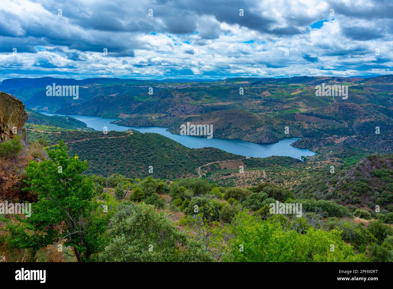 Panorama view of river Douro from Vilvestre village in Spain Stock ...