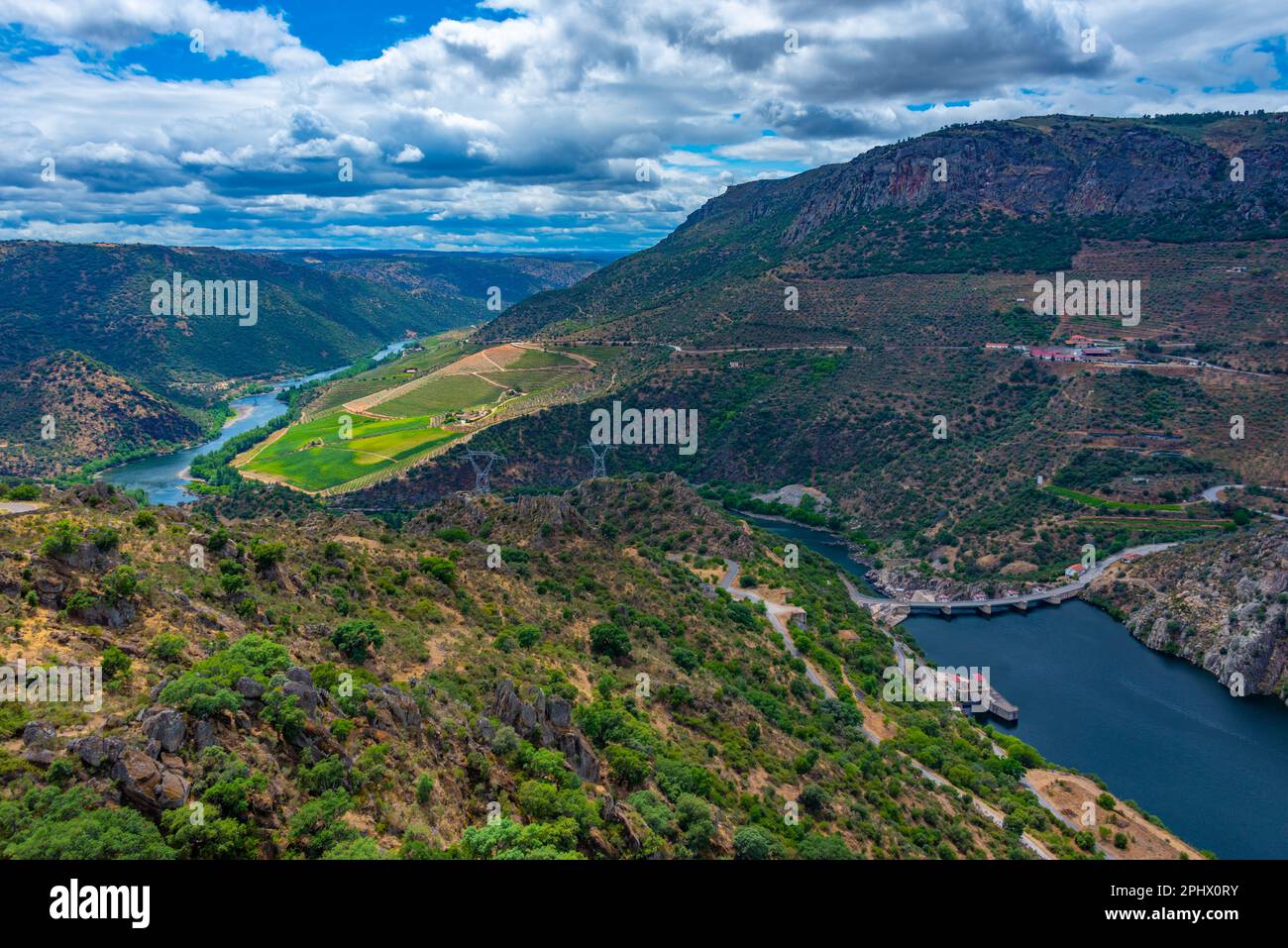 Panorama view of river Douro from Picon del Moro viewpoint in Spain ...