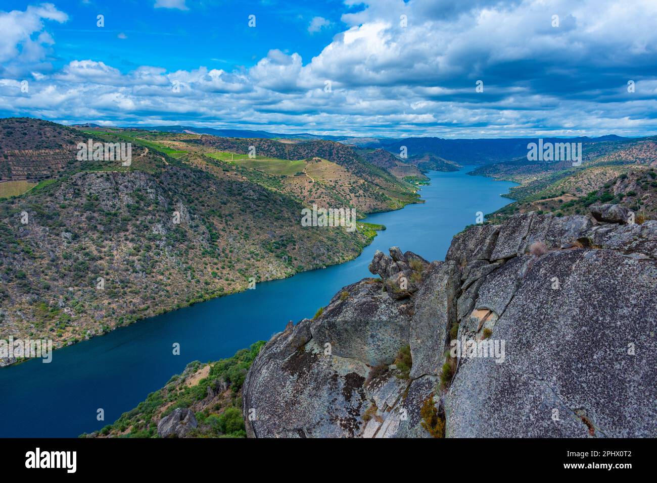 Panorama view of river Douro from Picon del Moro viewpoint in Spain ...
