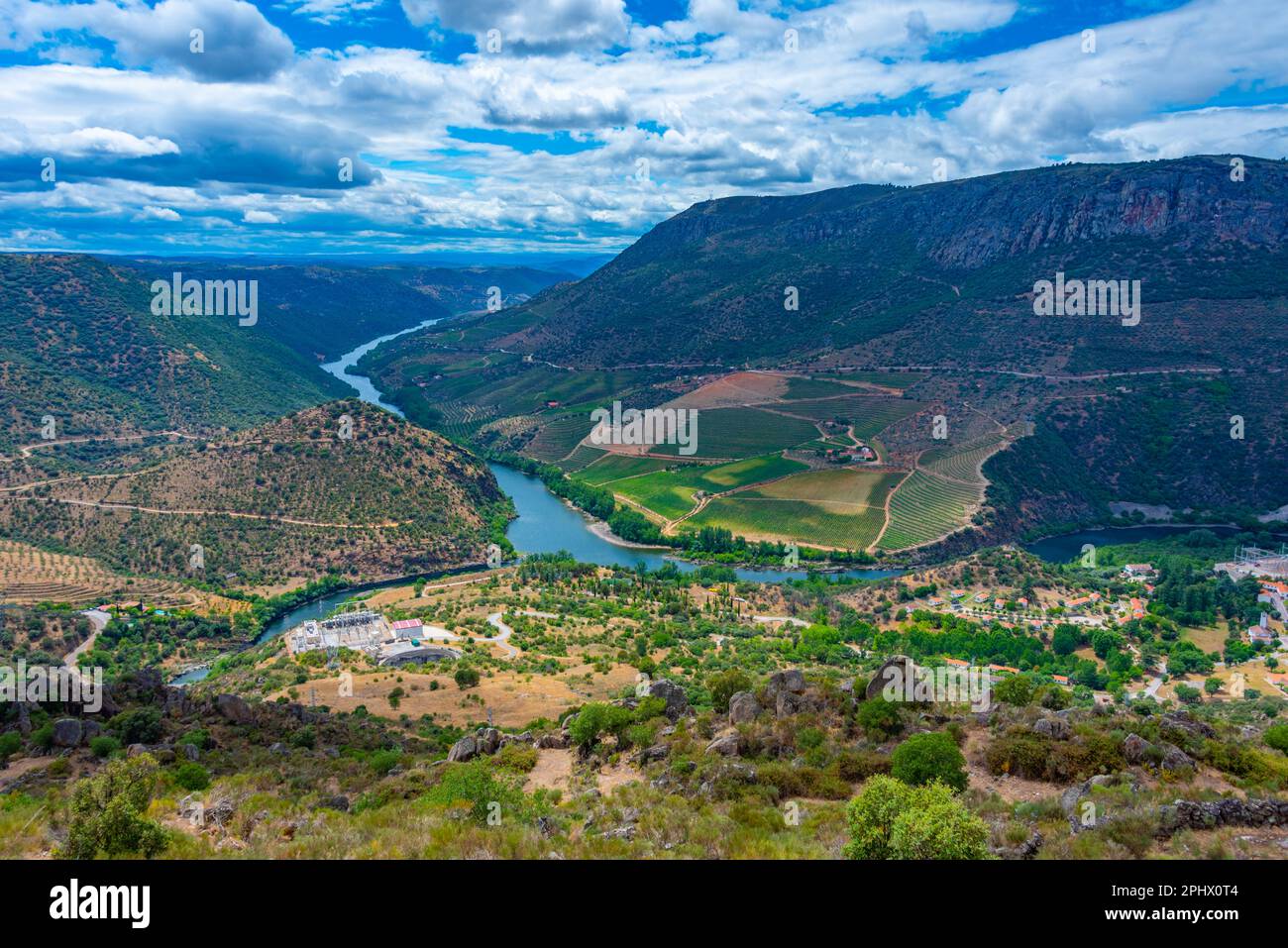 Panorama view of river Douro from Picon del Moro viewpoint in Spain ...