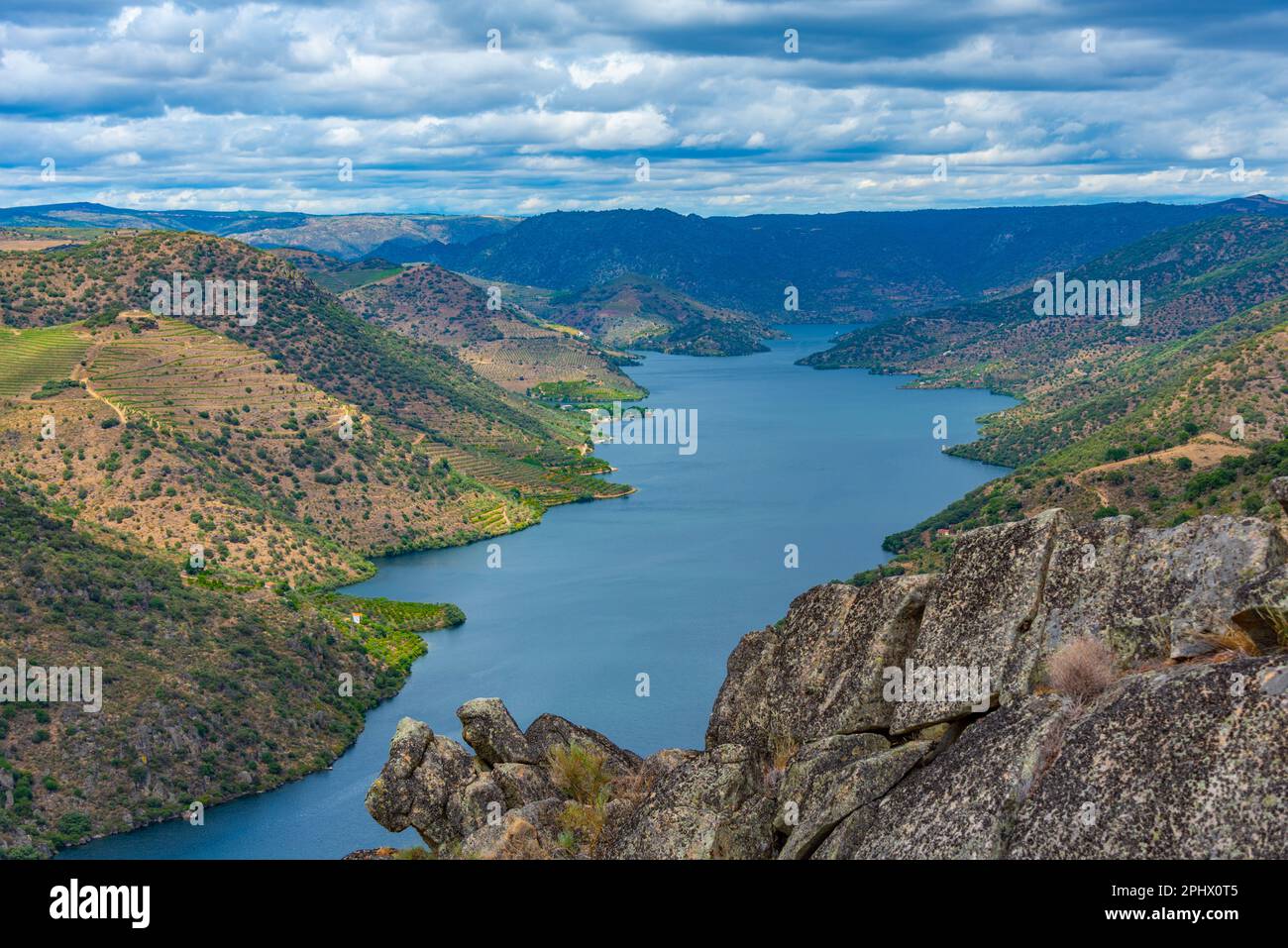 Panorama view of river Douro from Picon del Moro viewpoint in Spain ...