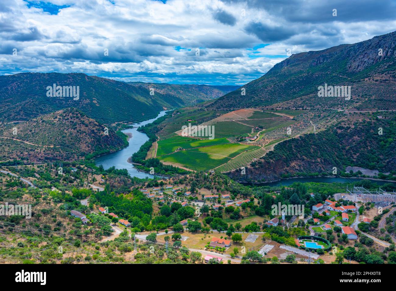Panorama view of river Douro from Picon del Moro viewpoint in Spain ...