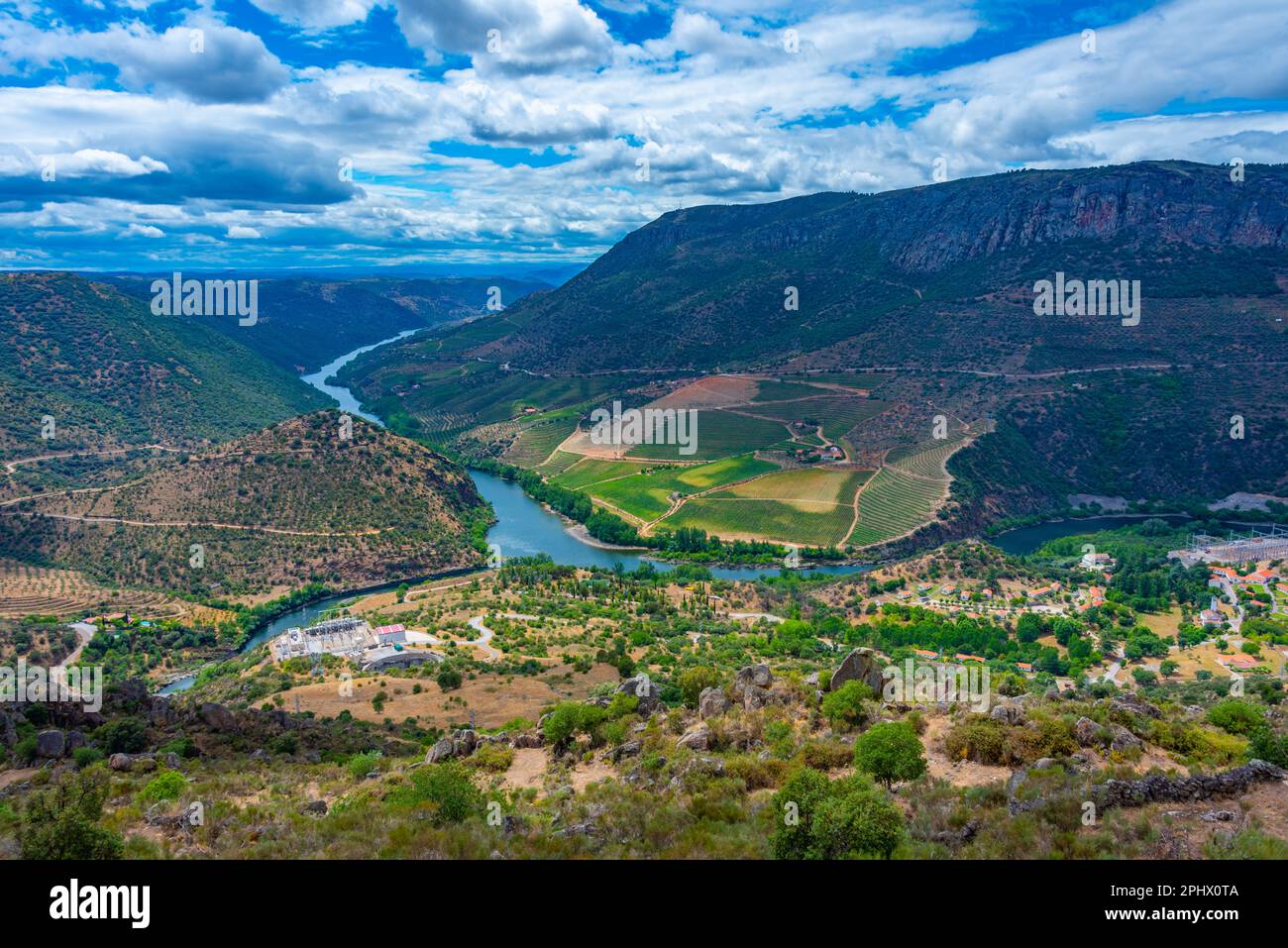 Panorama view of river Douro from Picon del Moro viewpoint in Spain ...