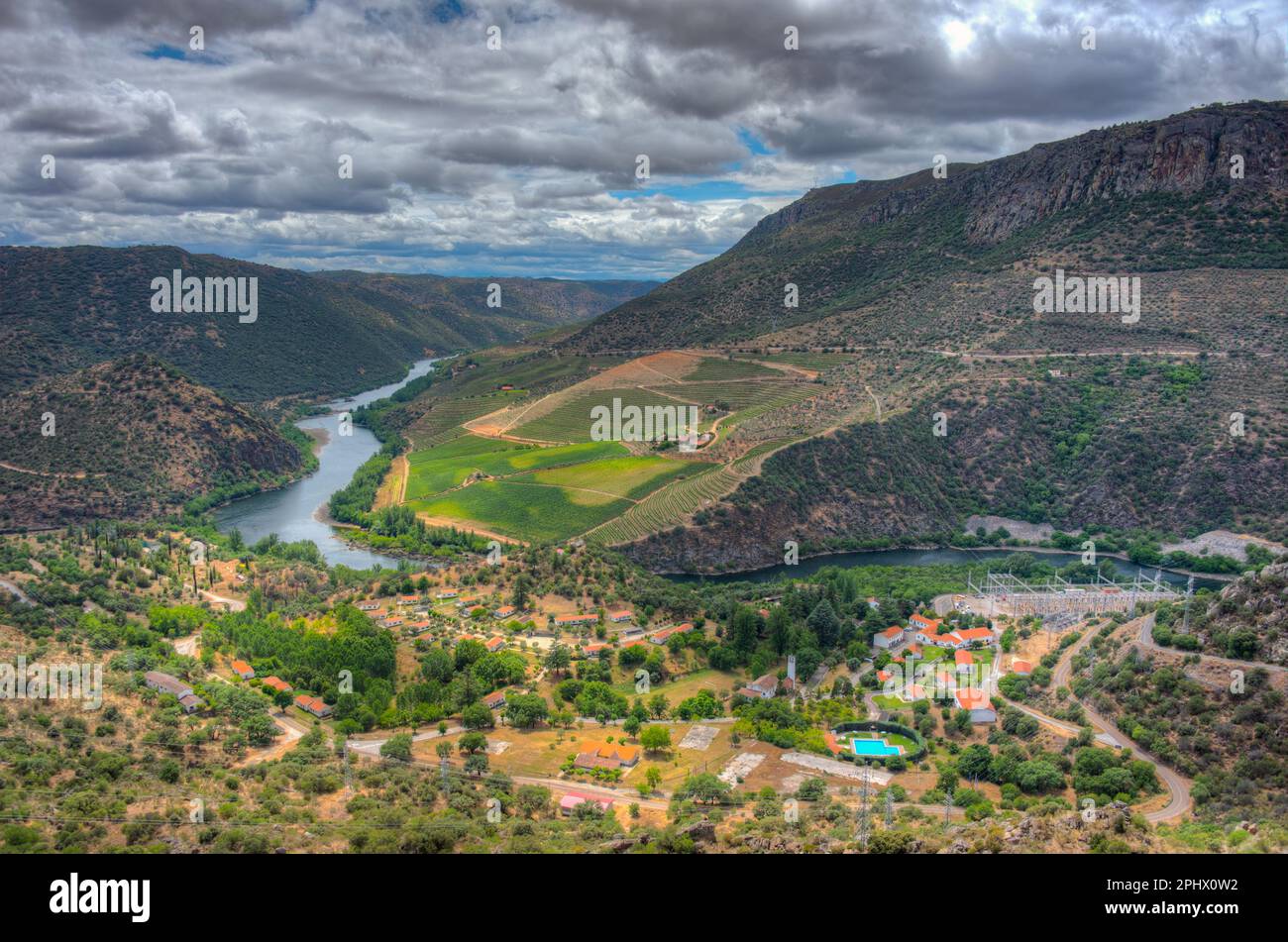 Panorama view of river Douro from Picon del Moro viewpoint in Spain ...