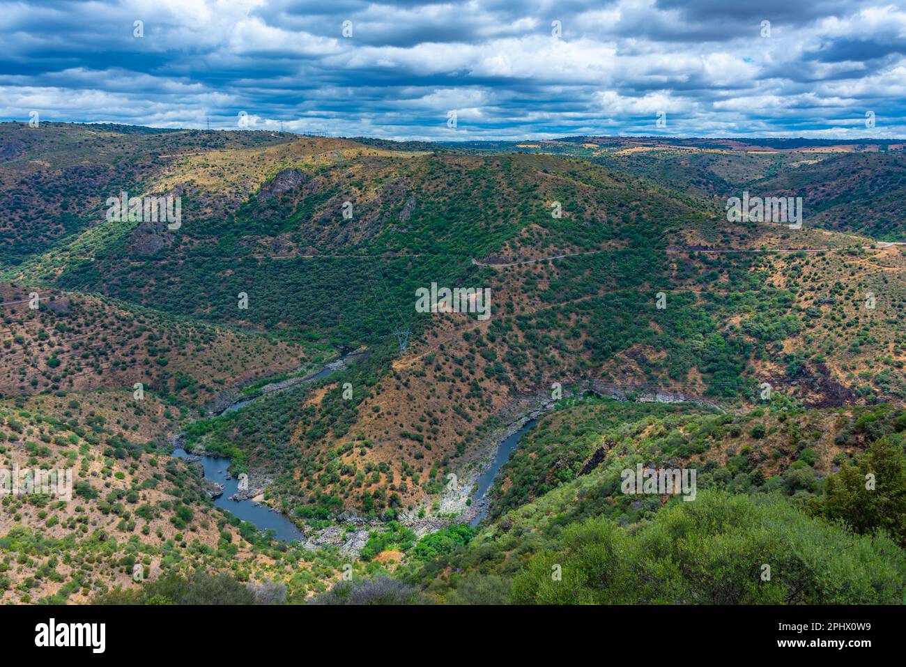 Barren valley surrounding confluence of Huebra and Camaces rivers in ...