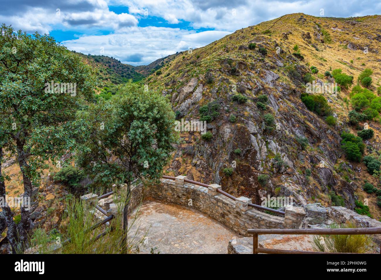 Barren valley surrounding confluence of Huebra and Camaces rivers in ...