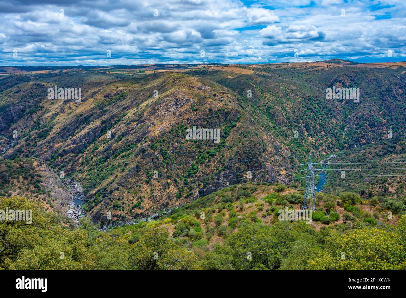 Barren valley surrounding confluence of Huebra and Camaces rivers in ...