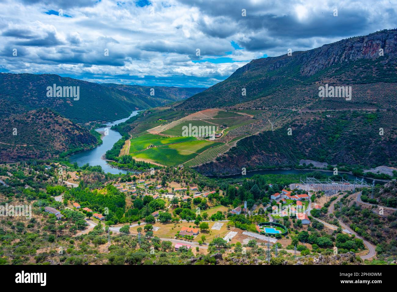 Panorama view of river Douro from Picon del Moro viewpoint in Spain ...