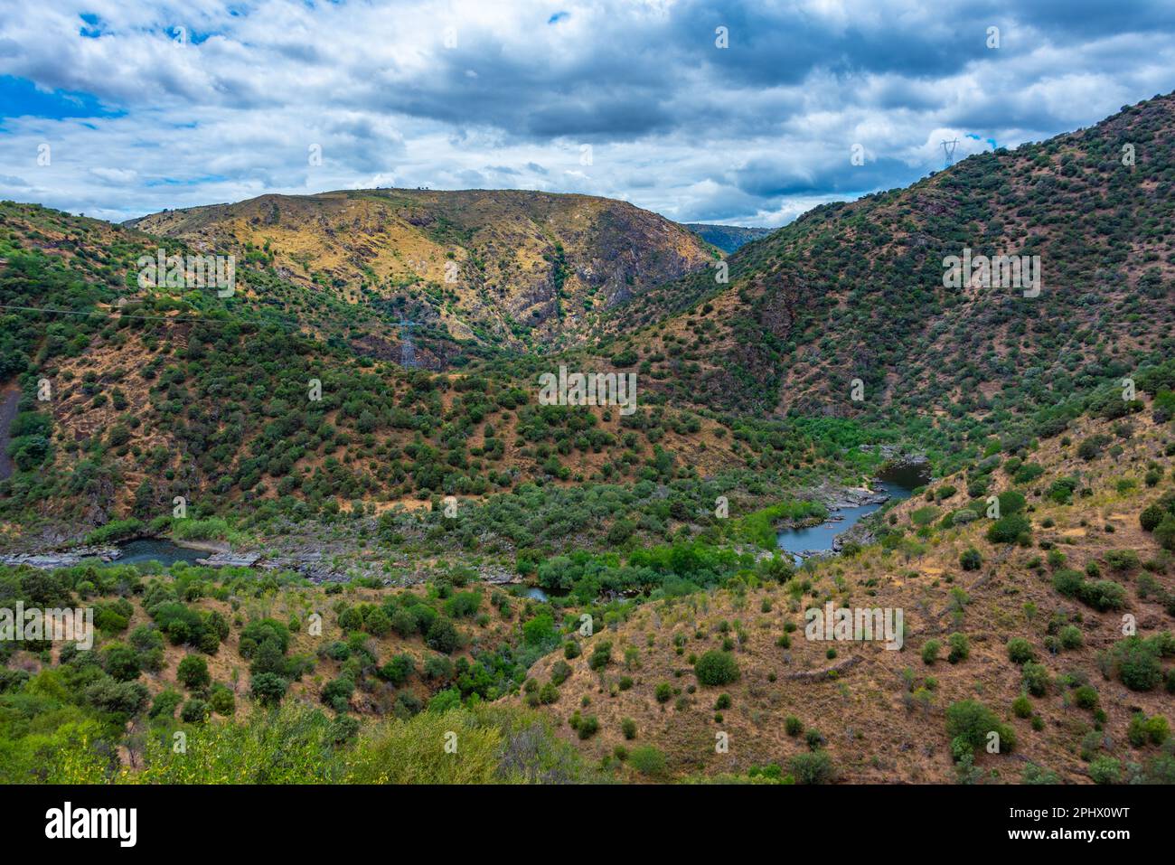 Barren valley surrounding confluence of Huebra and Camaces rivers in ...