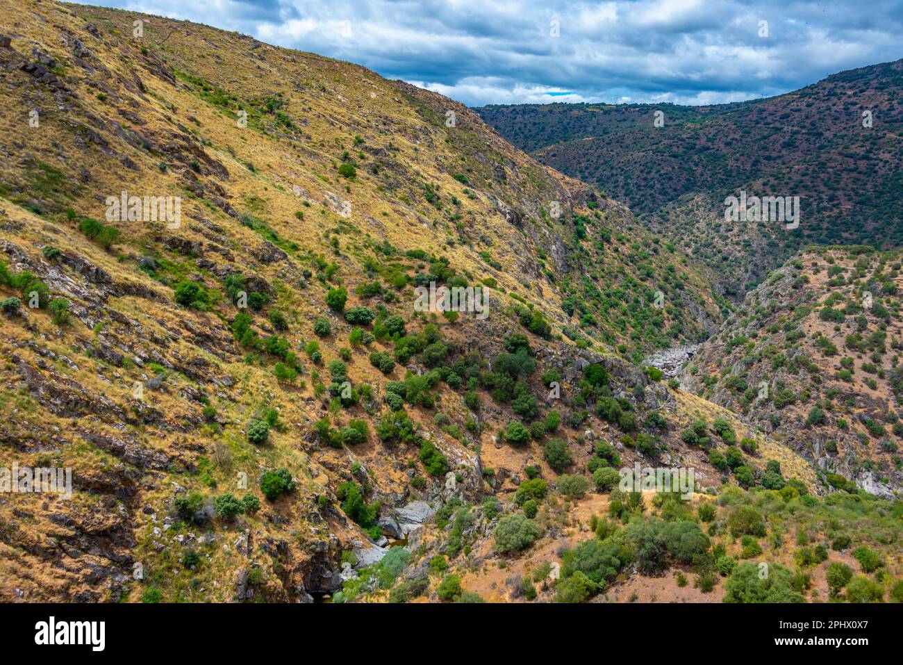 Barren valley surrounding confluence of Huebra and Camaces rivers in ...
