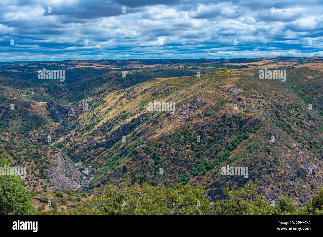 Barren valley surrounding confluence of Huebra and Camaces rivers in ...