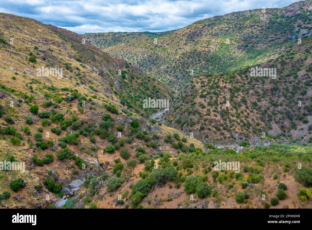 Barren valley surrounding confluence of Huebra and Camaces rivers in ...