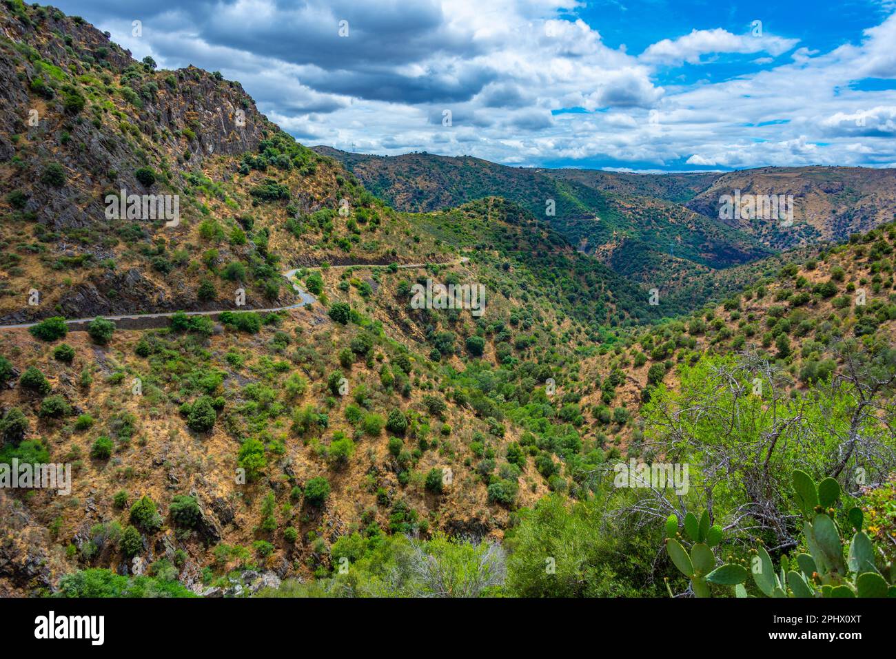 Barren valley surrounding confluence of Huebra and Camaces rivers in ...