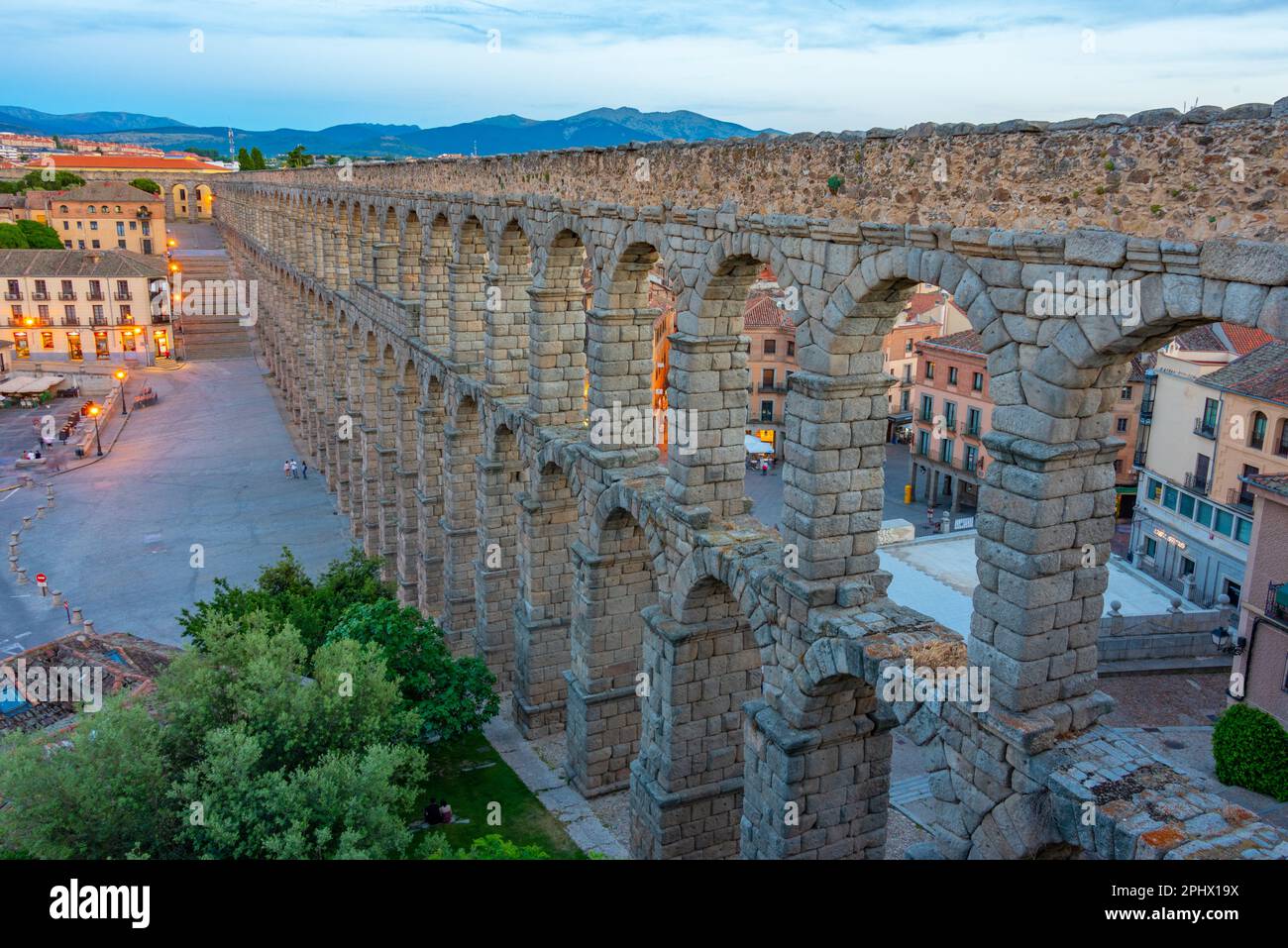 Sunset view of famous aqueduct at Segovia, Spain Stock Photo - Alamy